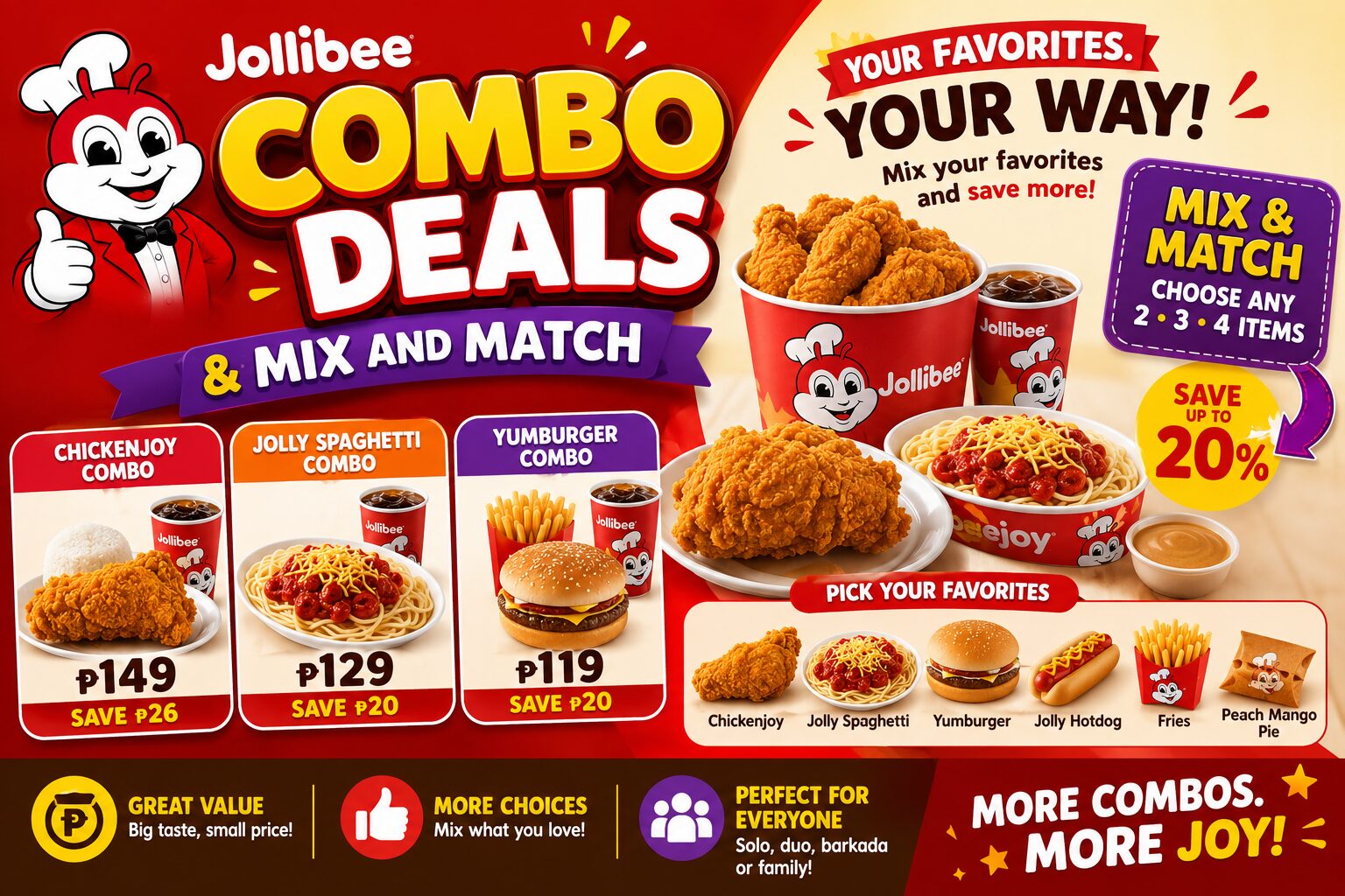 Jollibee Combo Deals & Mix and Match Menu Prices Philippines 2026